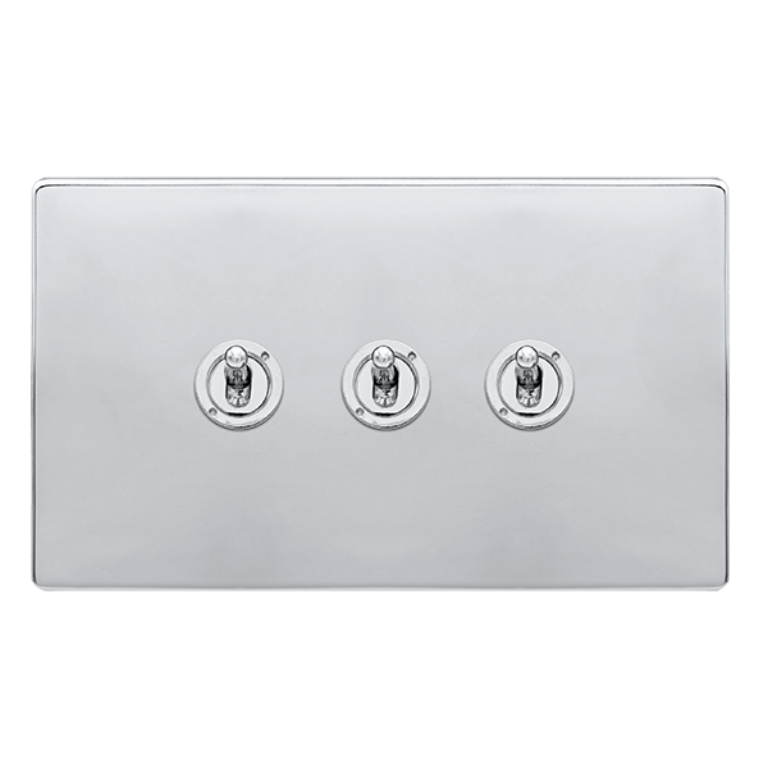 Click Definity Complete Polished Chrome 3 Gang 2 Way 10AX Toggle Switch ...
