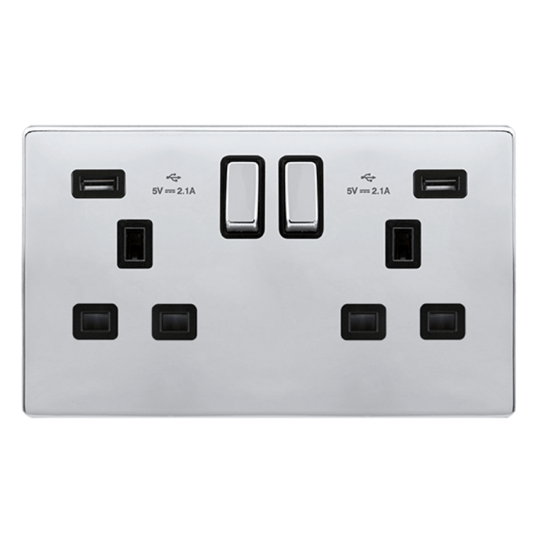 Click Definity Complete Polished Chrome 2 Gang 13A Ingot Switched ...