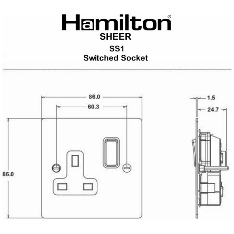 Hamilton Sheer Satin Brass 1 Gang 13A Double Pole Switched Socket with ...