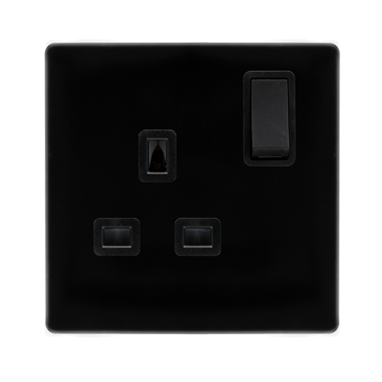 Click Definity Complete Metal Black 1 Gang 13A Double Pole Switched ...