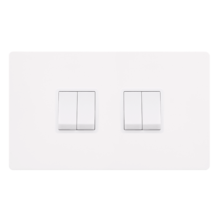Click Definity Complete Metal White 4 Gang 10AX Switch with Polar White ...