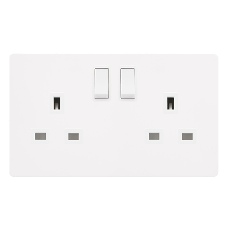 Click Definity Complete Metal White 2 Gang 13A Double Pole Switched ...