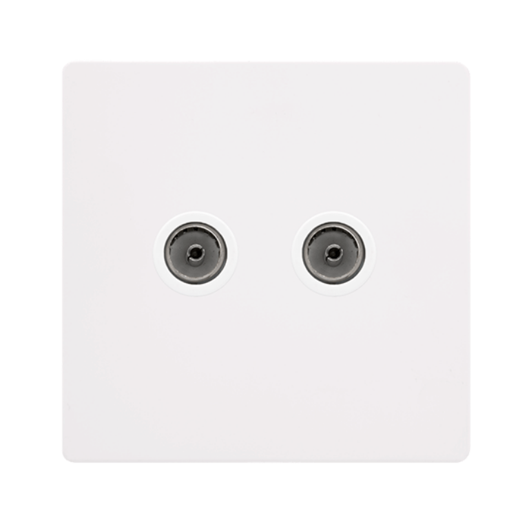 Click Definity Complete Metal White 2 Gang Non-Isolated Coaxial Outlet ...