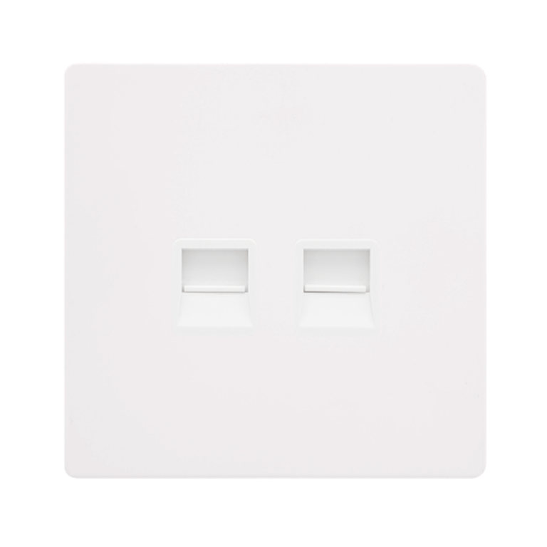 Click Definity Complete Metal White 2 Gang Master Telephone Socket with ...