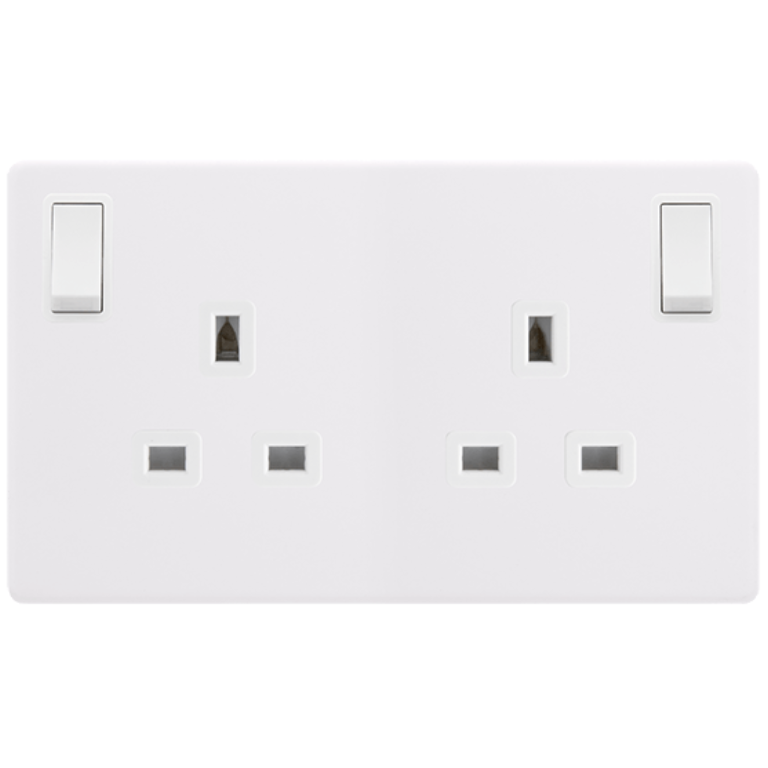 Click Definity Complete Polar White 2 Gang 13A Double Pole Switched ...