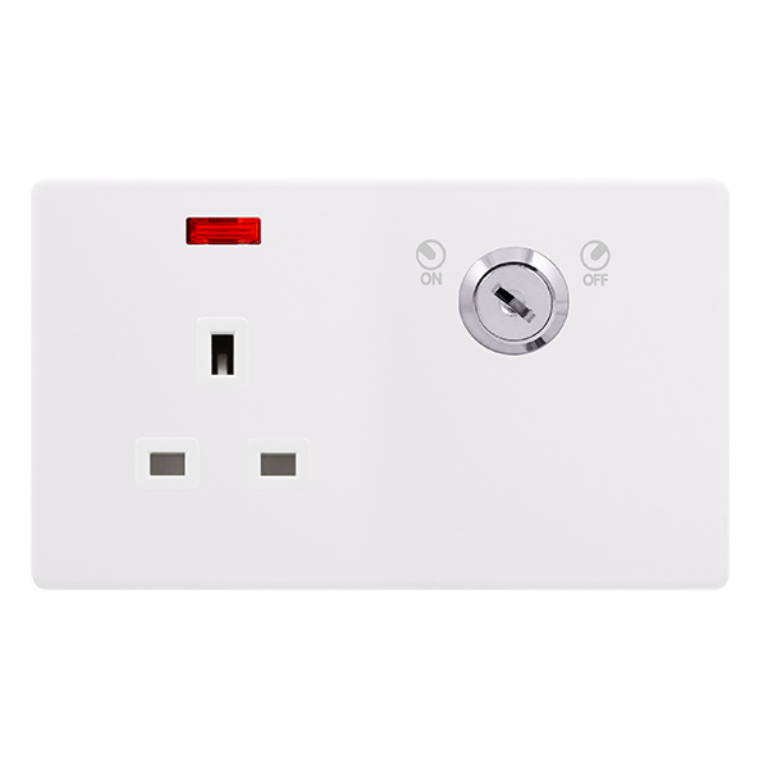 Click Definity Complete Polar White 1 Gang 13A Double Pole Key Lockable ...