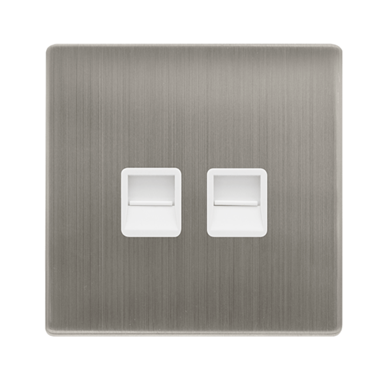 Click Definity Complete Stainless Steel 2 Gang Master Telephone Socket ...