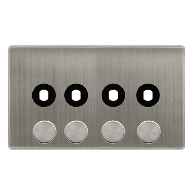 Click Definity Complete Stainless Steel 4 Gang Unfurnished Dimmer Plate ...