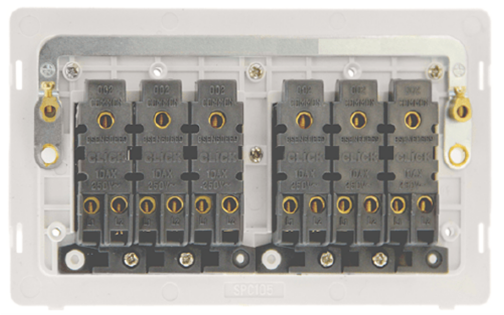 Click Definity Complete Stainless Steel 6 Gang 2 Way 10AX Ingot Switch ...