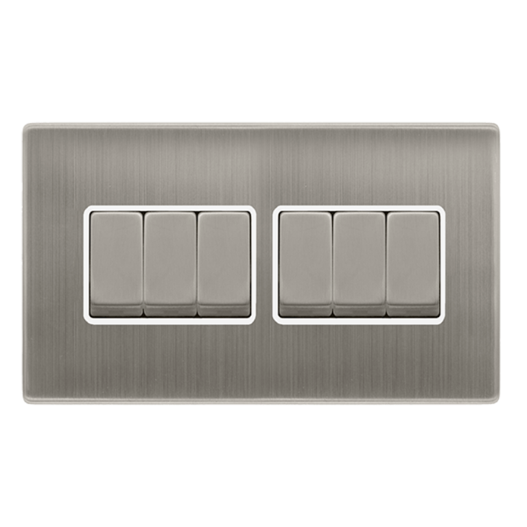 Click Definity Complete Stainless Steel 6 Gang 2 Way 10AX Ingot Switch ...