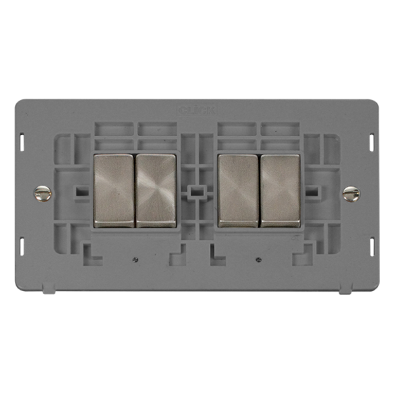 Click Definity Grey 4 Gang 2 Way 10AX Ingot Switch Insert with Brushed ...