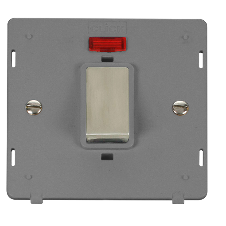 Click Definity Grey 50A Double Pole Ingot Switch with Neon Insert with ...