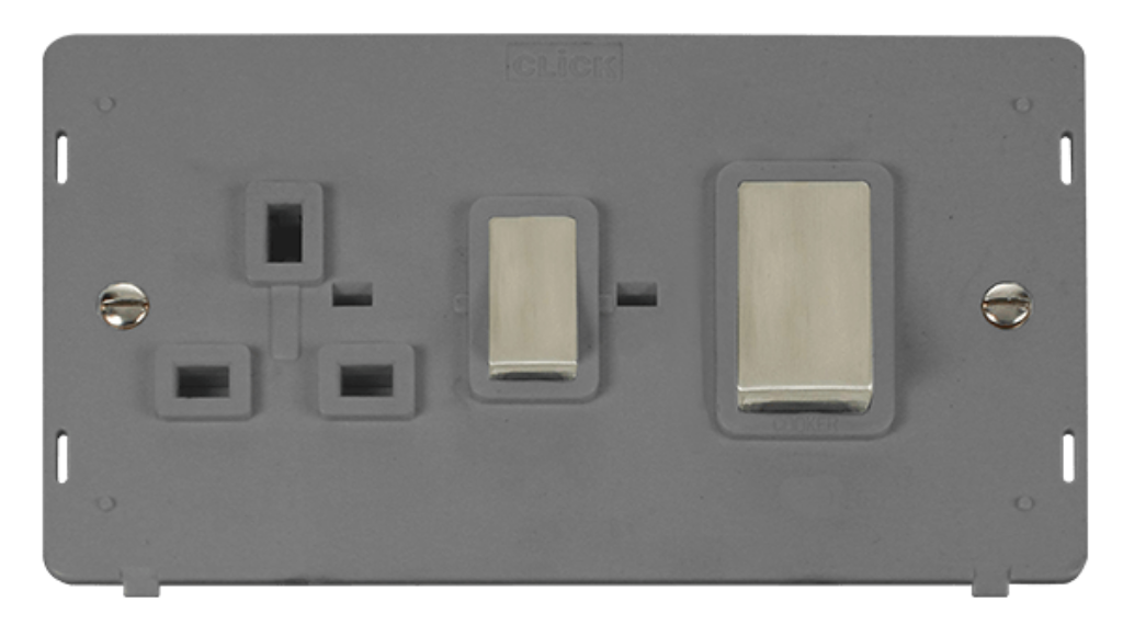 Click Definity Grey 50A Double Pole Ingot Cooker Switch and 13A Double Pole Switched Socket ...