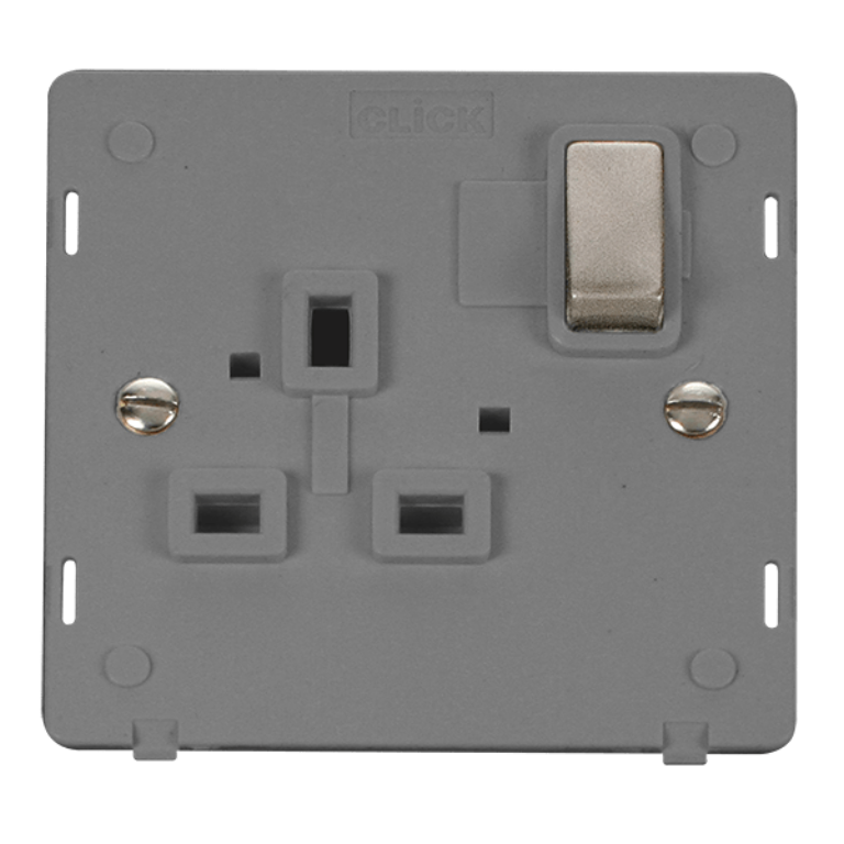 Click Definity Grey 1 Gang 13A Double Pole Ingot Switched Socket Insert ...