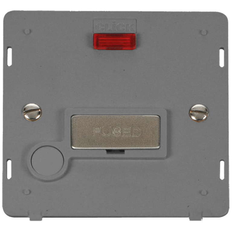 Click Definity Grey 13A Ingot Fused Connection Unit with Neon and ...