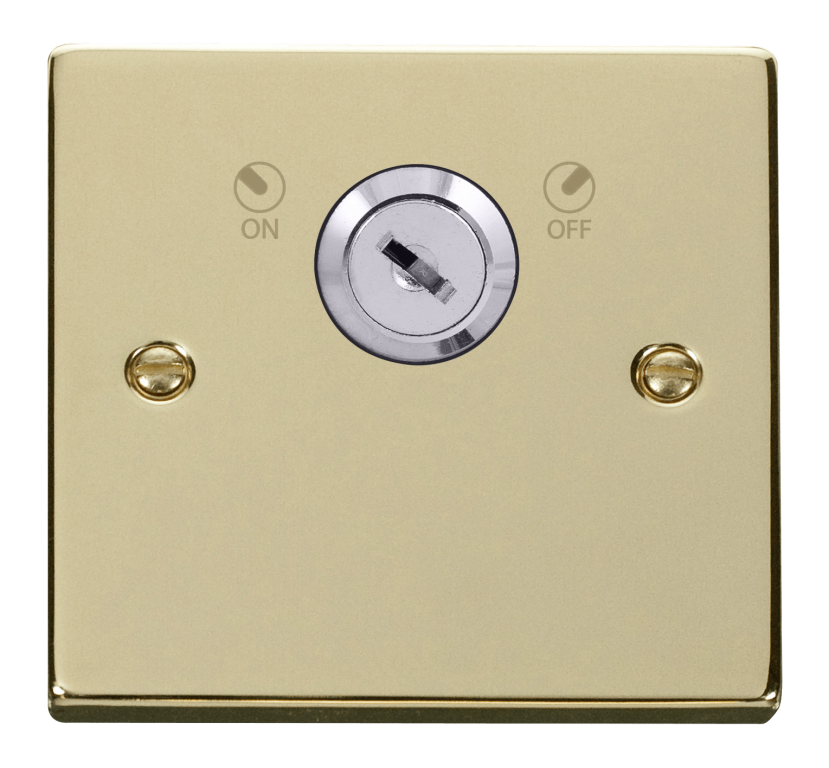 Click Deco Victorian Polished Brass 1 Gang 20A Double Pole Key Lockable ...