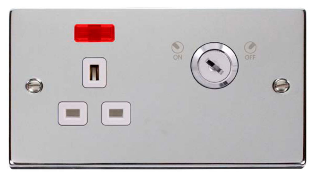 Click Deco Victorian Polished Chrome 1 Gang 13A Double Pole Key ...