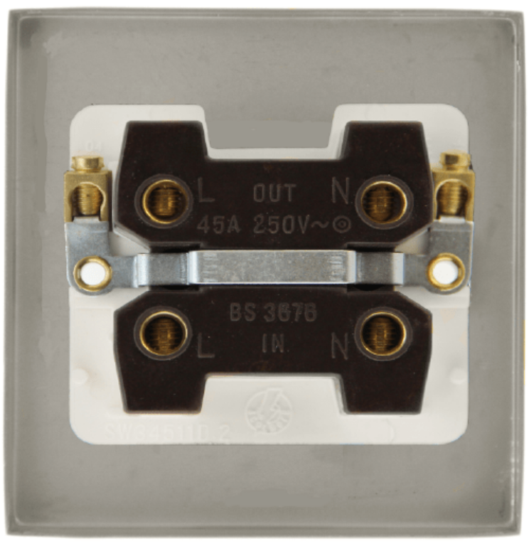 Click Deco Victorian Matt Black 45A Double Pole Switch with Matt Black ...