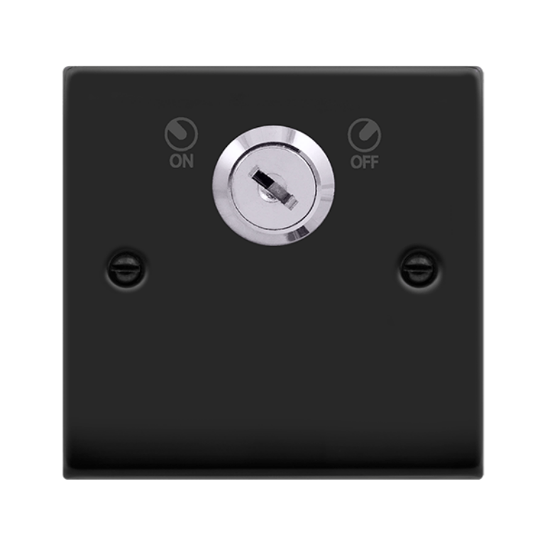 Click Deco Victorian Matt Black 1 Gang 20A Double Pole Key Lockable ...