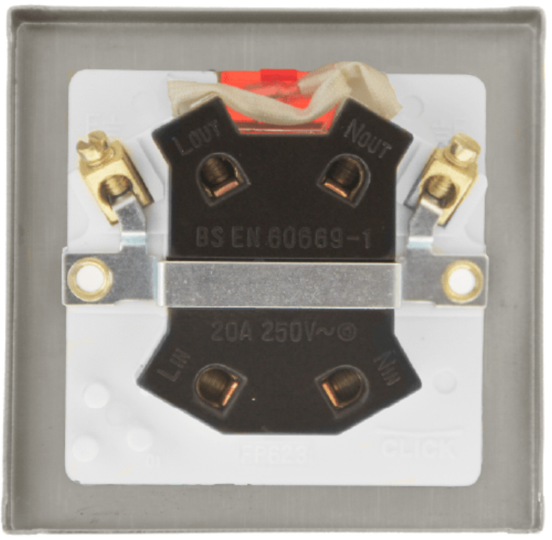 Click Deco Victorian Matt Black 20A Double Pole Ingot Switch with Neon ...