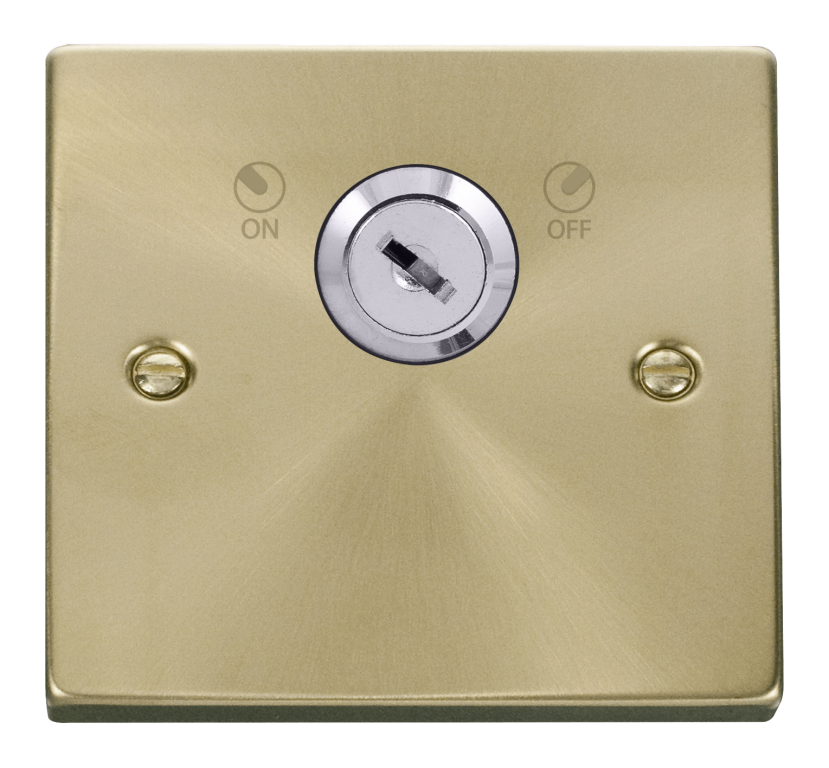 Click Deco Victorian Satin Brass 1 Gang 20A Double Pole Key Lockable ...