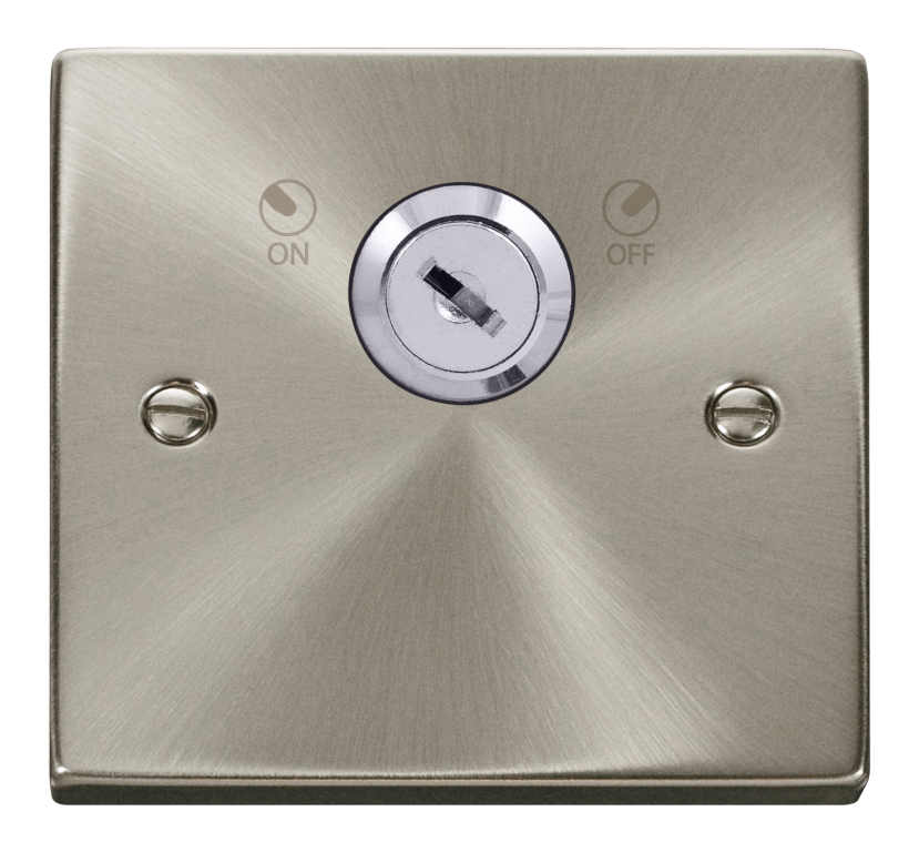 Click Deco Victorian Satin Chrome 1 Gang 20A Double Pole Key Lockable ...