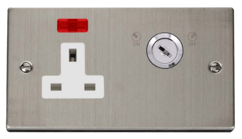 Click Deco Victorian Stainless Steel 1 Gang 13A Double Pole Key ...