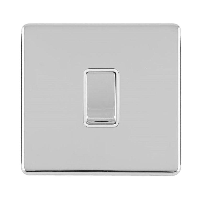 Eurolite Concealed 3mm Polished Chrome 1 Gang 20A Double Pole Switch | UKES