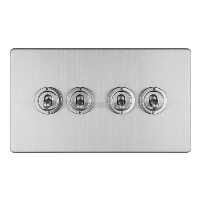 Eurolite Concealed 3mm Stainless Steel 4 Gang 10A 2 Way Toggle Switch ...