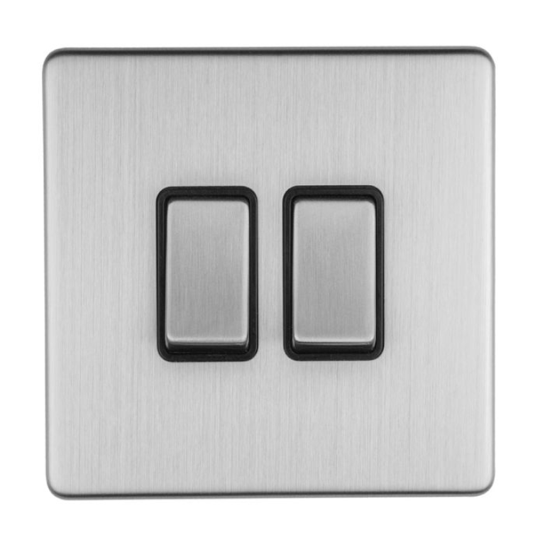 Eurolite Concealed 3mm Stainless Steel 2 Gang 10A 2 Way Switch with ...