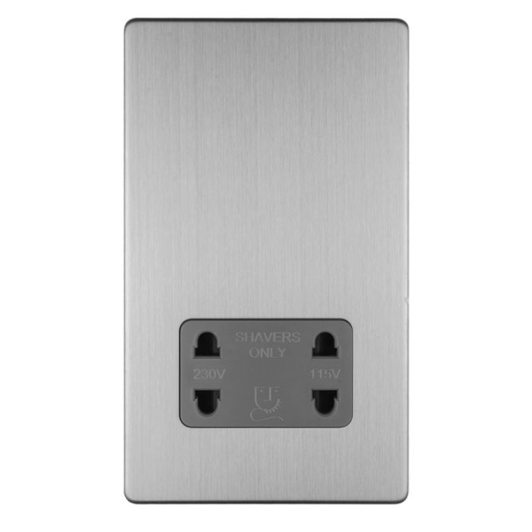 Eurolite Concealed 3mm Stainless Steel Dual Voltage Shaver Socket with ...