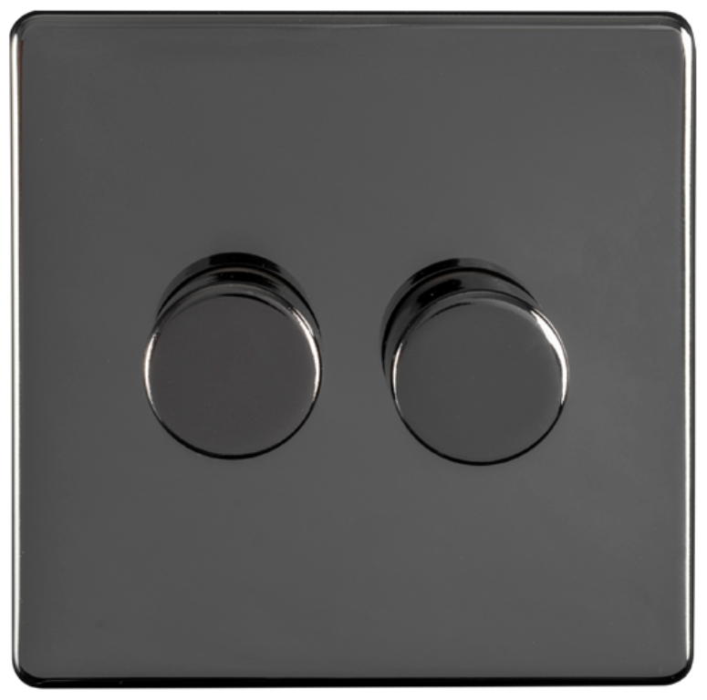 Eurolite Concealed 3mm Black Nickel 2 Gang LED Dimmer Switch | UKES