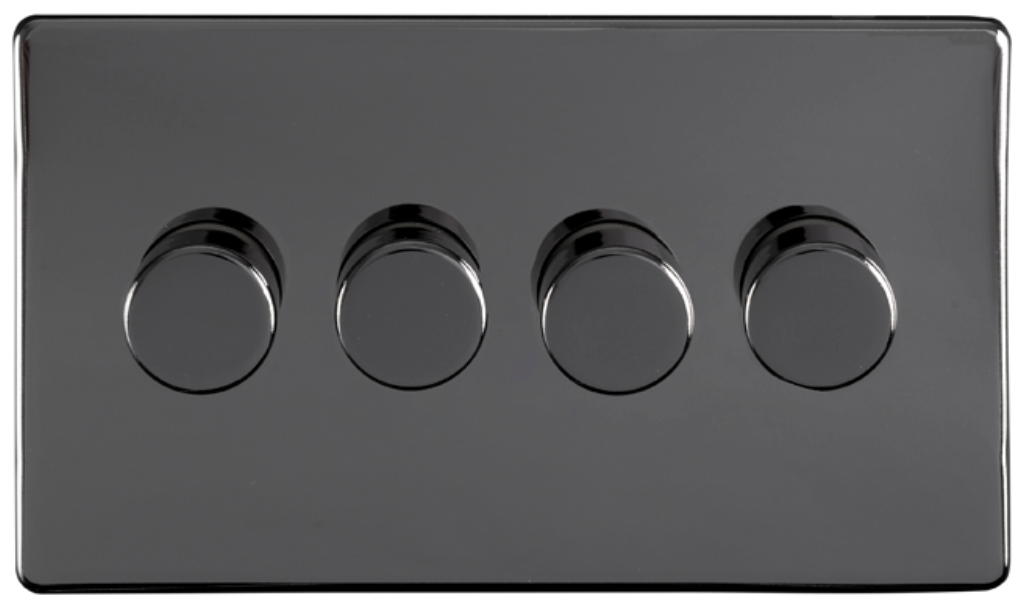 Eurolite Concealed 3mm Black Nickel 4 Gang LED Dimmer Switch | UKES