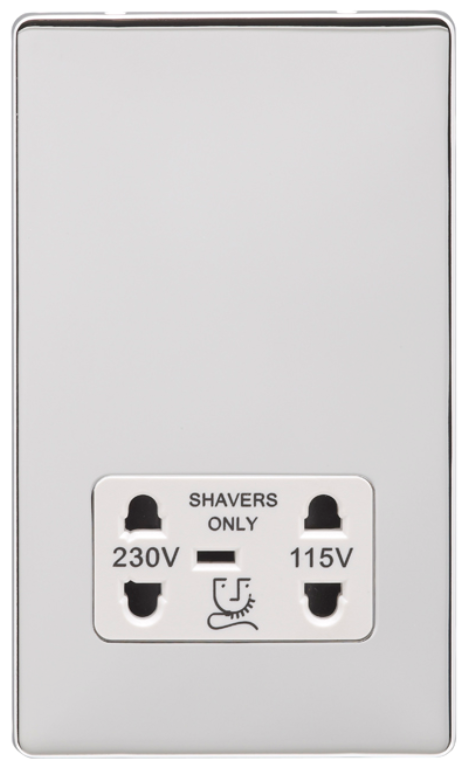 Eurolite Concealed 3mm Polished Chrome Dual Voltage Shaver Socket | UKES