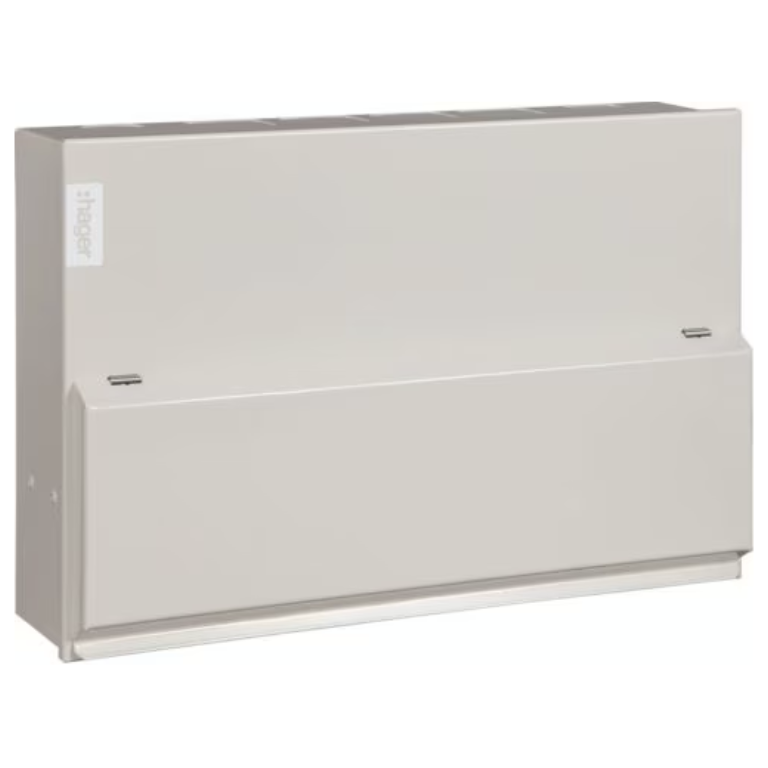 Hager Design 10 Metal 12 Way Consumer Unit - 100A Main Switch + Type 2 ...