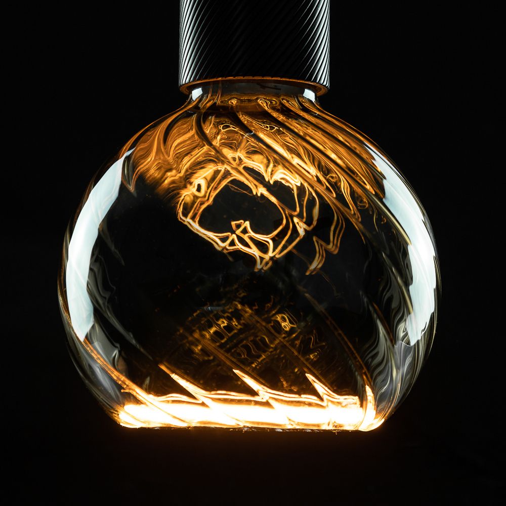 Segula Floating Line 6W 1900K Dimmable E27 Twisted Smokey Grey Globe 125 LED Bulb | UKES