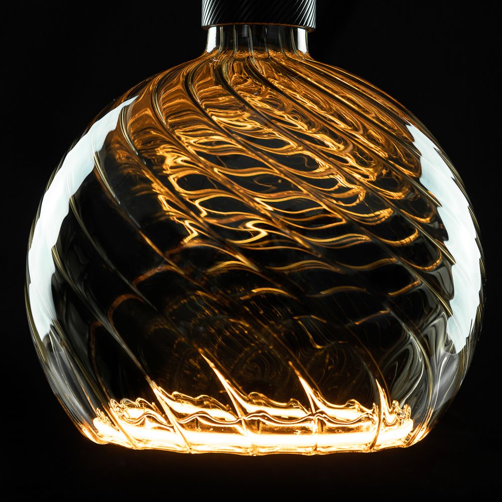 Segula Floating Line 6W 1900K Dimmable E27 Twisted Smokey Grey Globe 200 LED Bulb | UKES