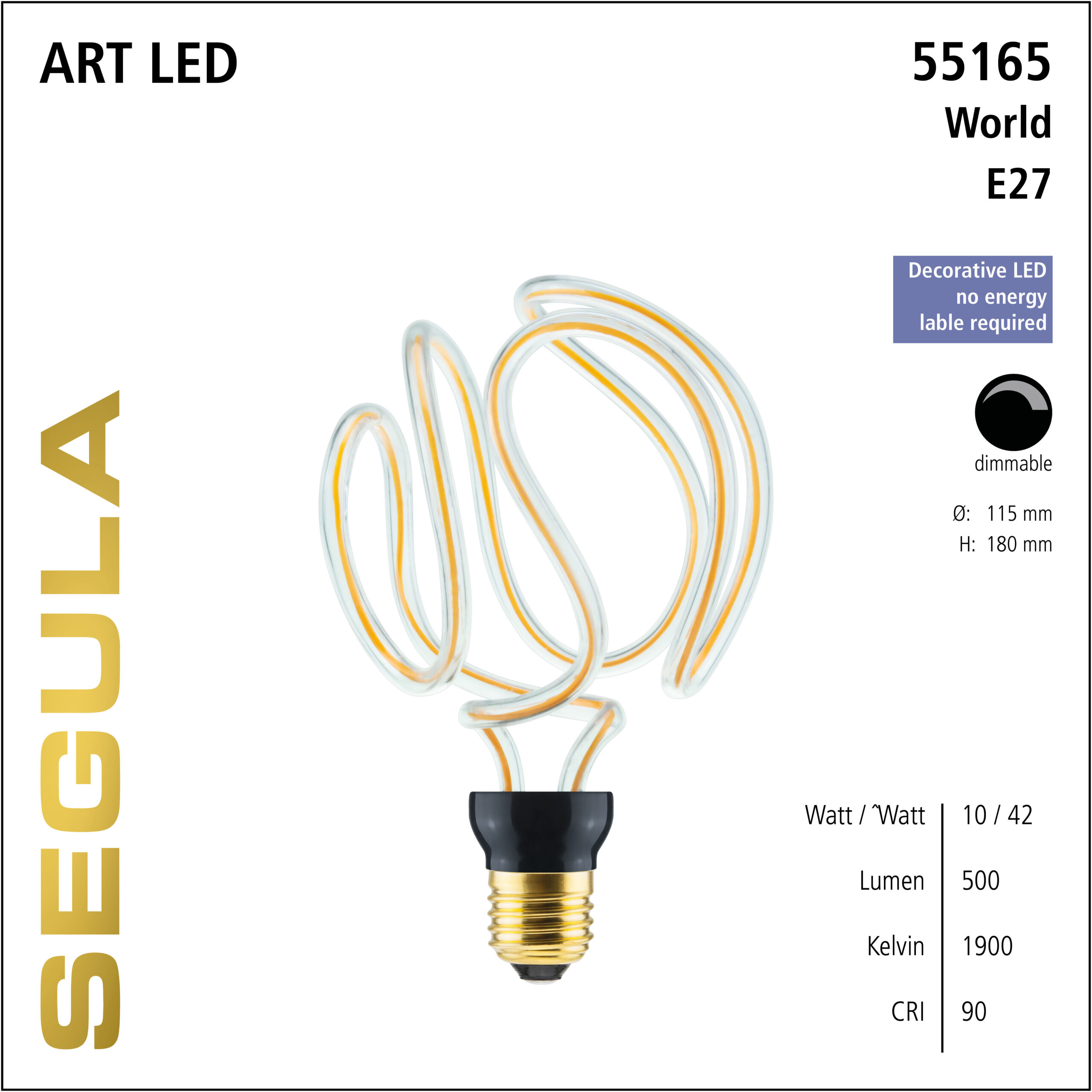Segula Art Line 10W 1900K Dimmable E27 World LED Bulb | UKES