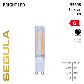 Segula Bright Line 2.5W 2200K Dimmable G9 Pin Clear LED Capsule | UKES