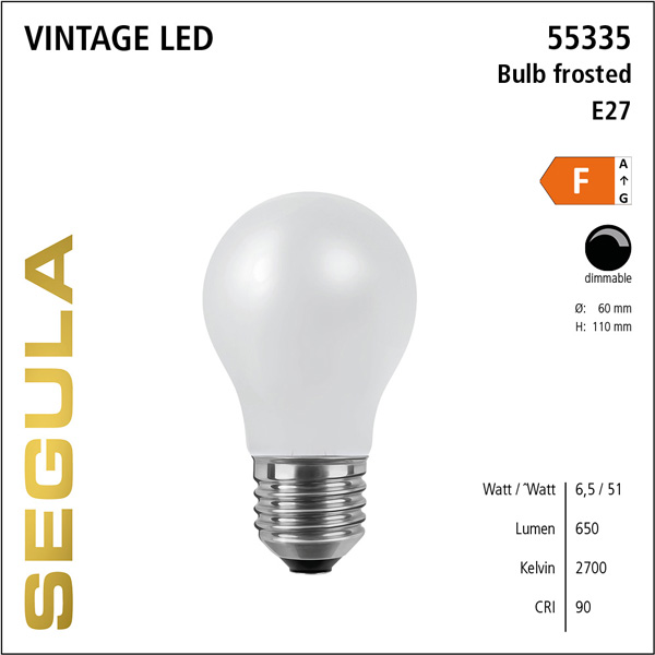 Segula Vintage Line 6.5W 2700K Dimmable E27 Frosted LED Bulb | UKES