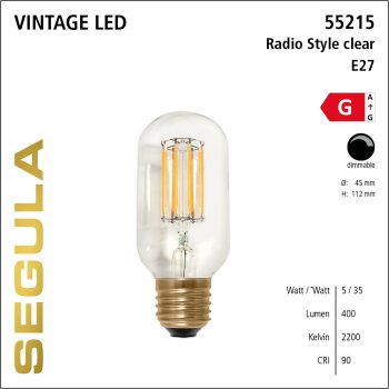 Segula Vintage Line 5W 2200K Dimmable E27 Clear Radio Style LED Bulb | UKES