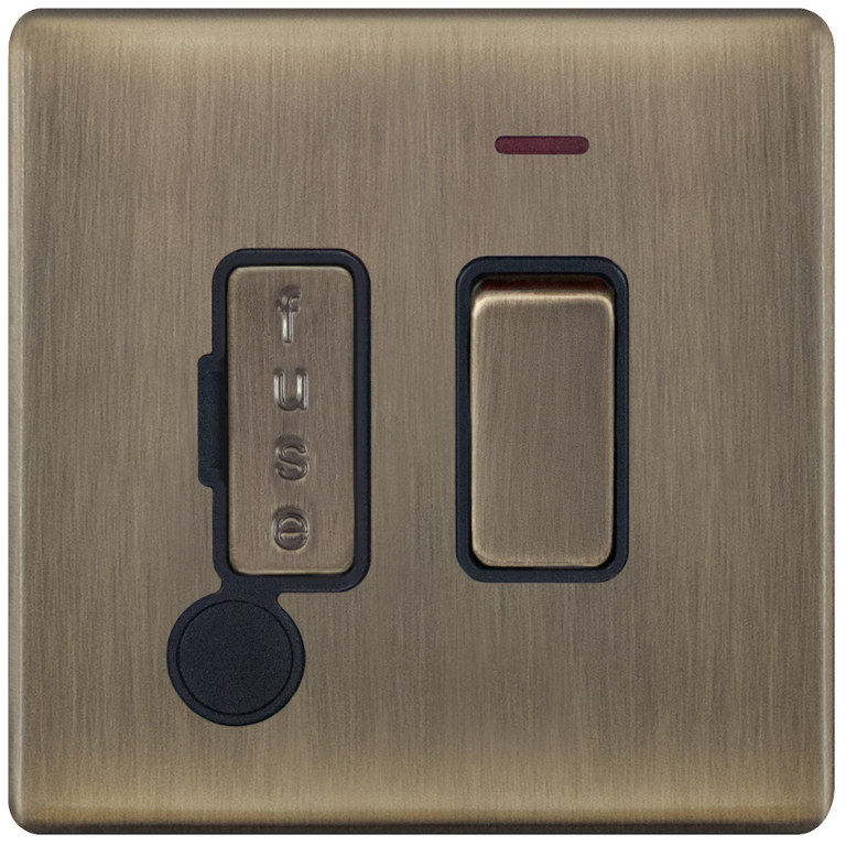 Selectric 5M-Plus Antique Brass 13A Double Pole Switched Fused ...