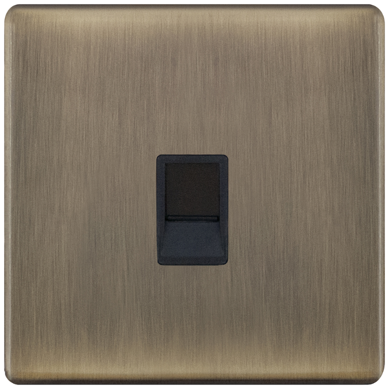 Selectric 5M-Plus Antique Brass 1 Gang RJ11 Socket with Black Insert | UKES