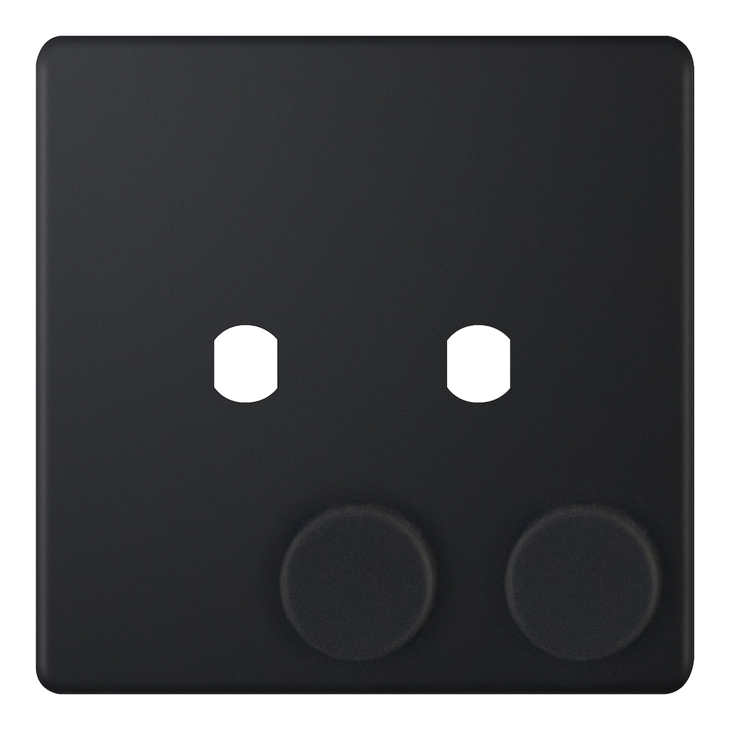 Selectric 5M-Plus Matt Black 1 Gang Twin Aperture Dimmer Plate with ...