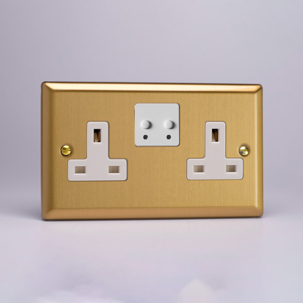 Varilight Classic V-Pro Smart Brushed Brass 2 Gang 13A SP WiFi Switched ...