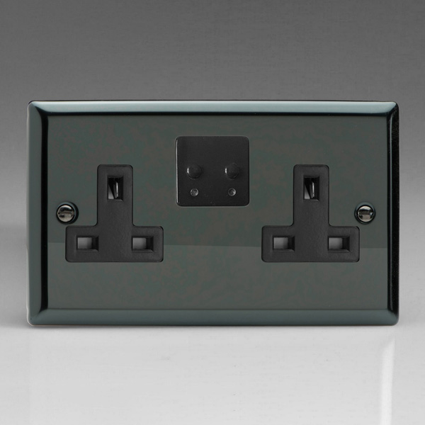 Varilight Classic V-Pro Smart Iridium Black 2 Gang 13A SP WiFi Switched ...