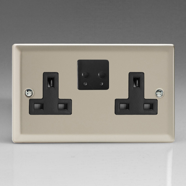 Varilight Classic V-Pro Smart Satin Chrome 2 Gang 13A SP WiFi Switched ...