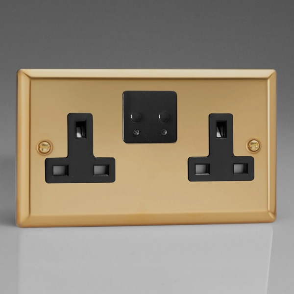 Varilight Classic V-Pro Smart Victorian Brass 2 Gang 13A SP WiFi ...