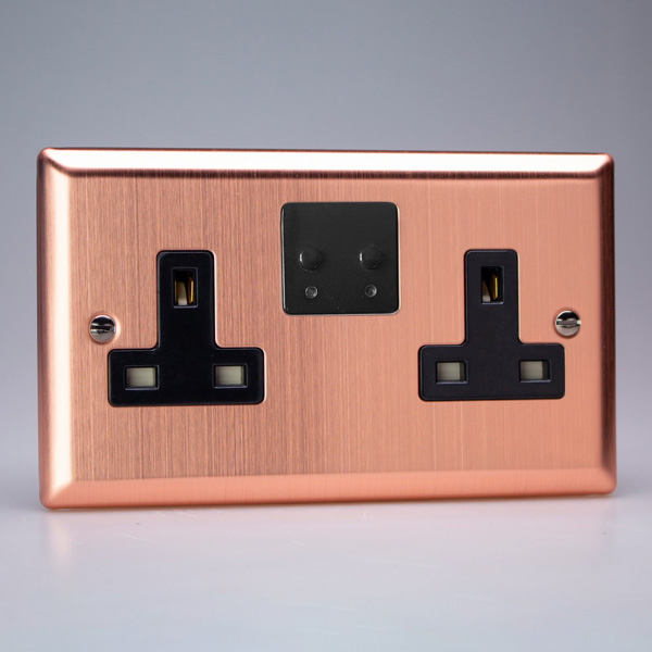 Varilight Urban V-Pro Smart Brushed Copper 2 Gang 13A SP WiFi Switched ...