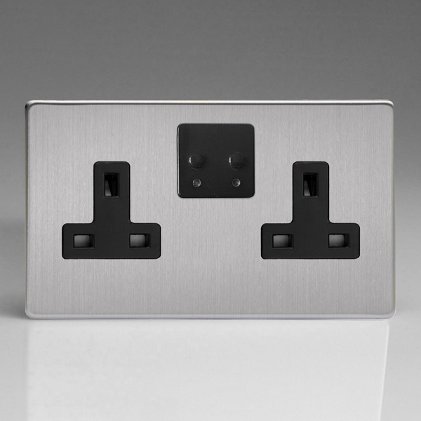 Varilight Screwless V-Pro Smart Brushed Steel 2 Gang 13A SP WiFi ...